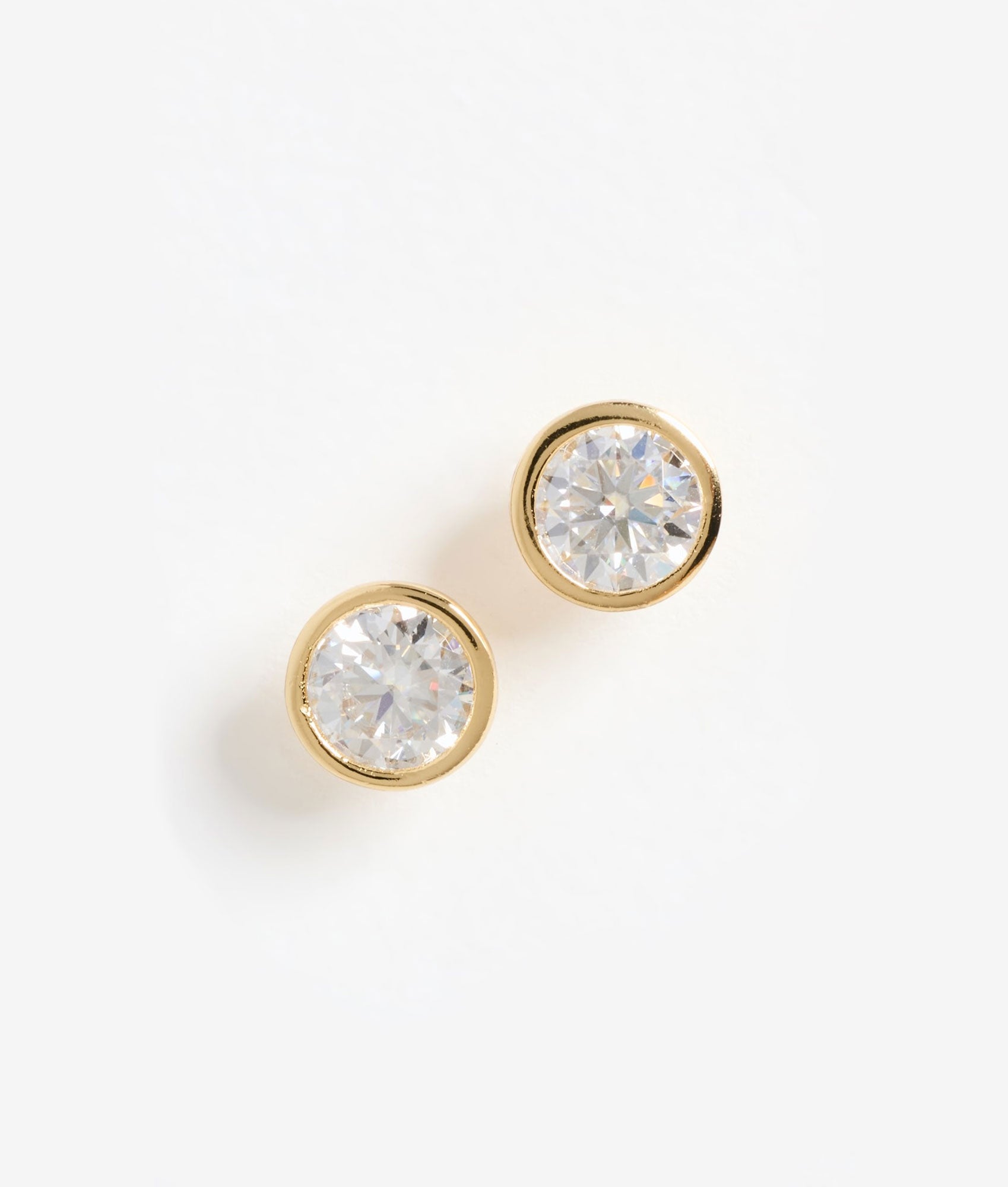 Bezel Solitaire Stud in 14K Vermeil on Sterling Silver by SHASHI – SHOP SHASHI