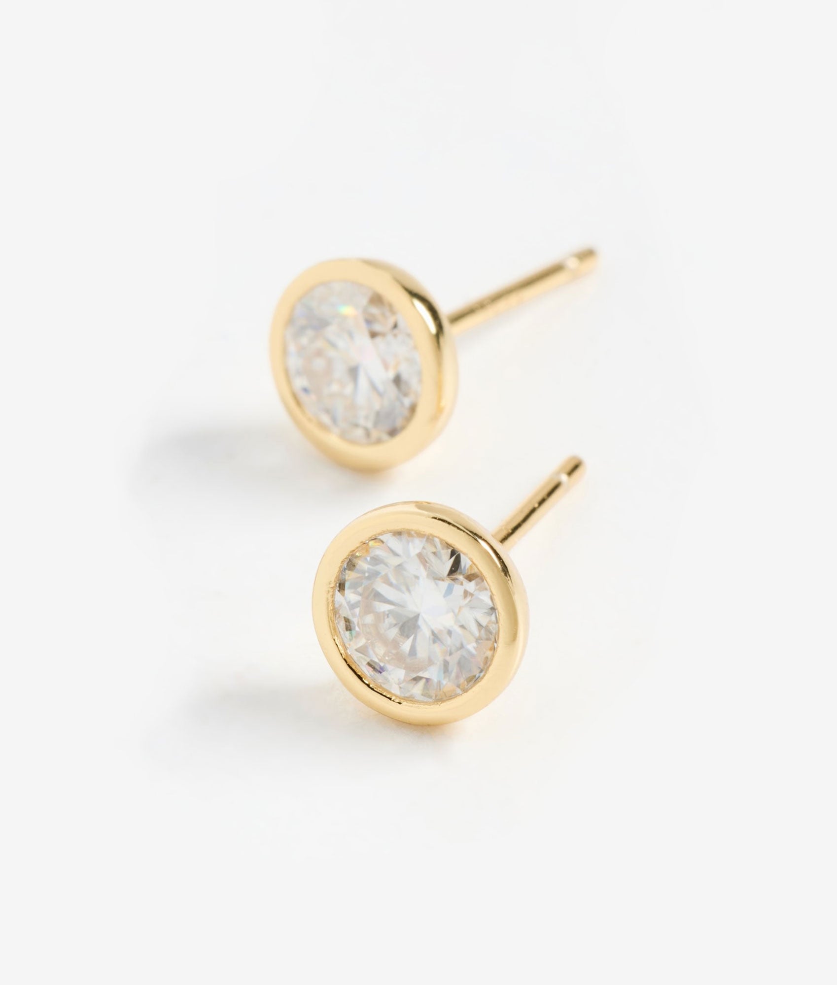 Bezel Solitaire Stud in 14K Vermeil on Sterling Silver by SHASHI - SHOP SHASHI