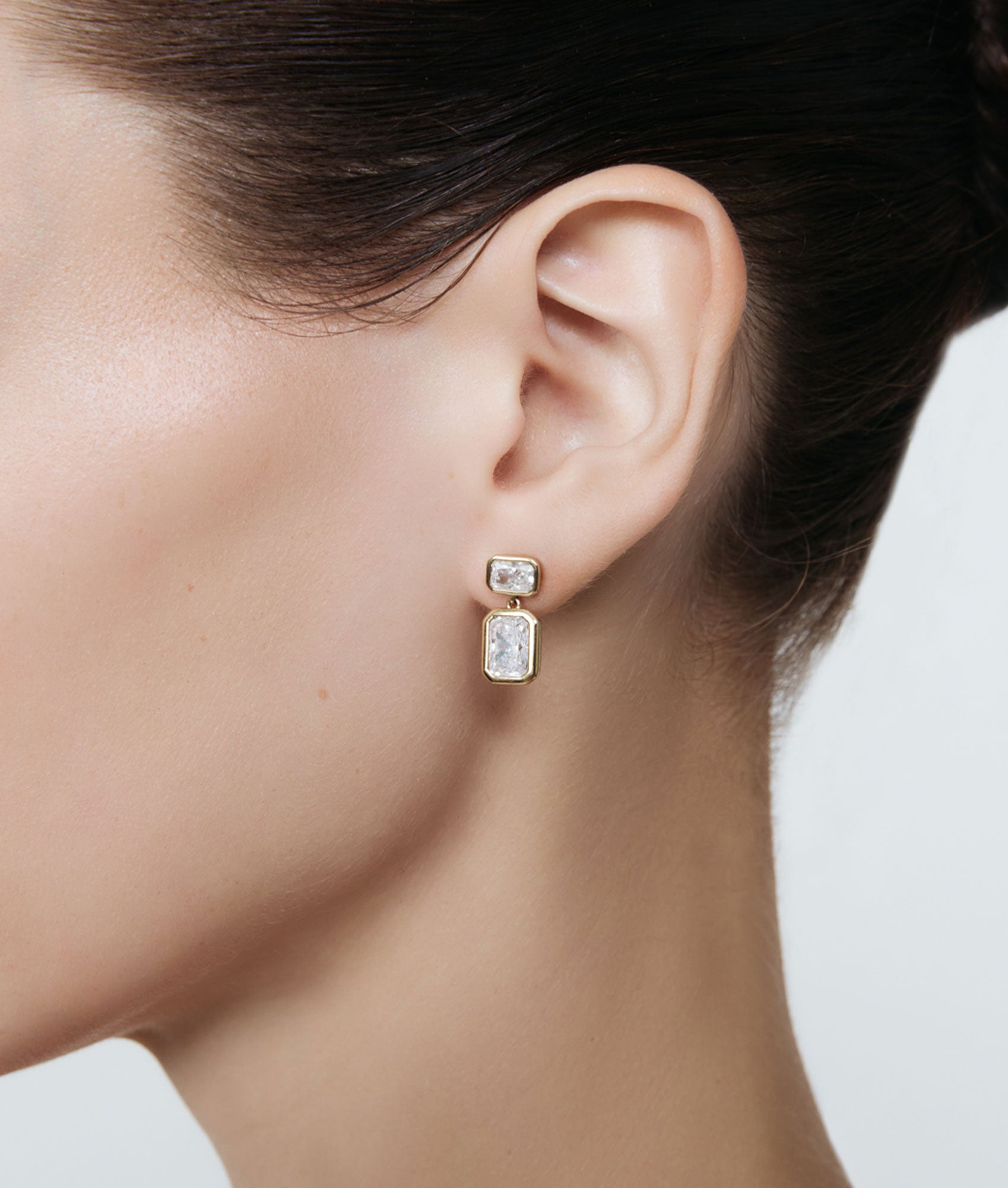 Emerald Baguette Drop Earring | SHASHI Baguette Stud – SHOP SHASHI