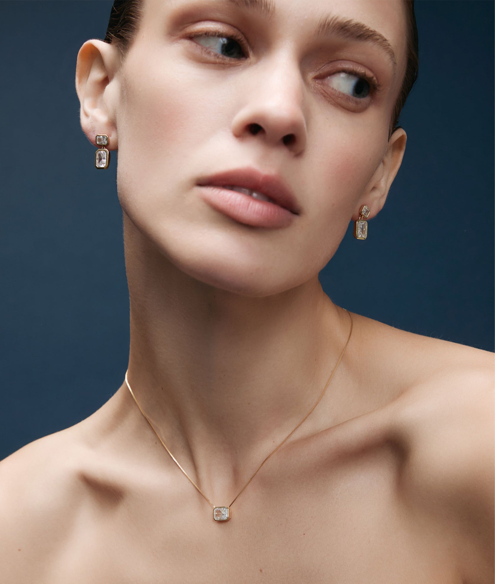 Emerald Baguette Drop Earring | SHASHI Baguette Stud – SHOP SHASHI